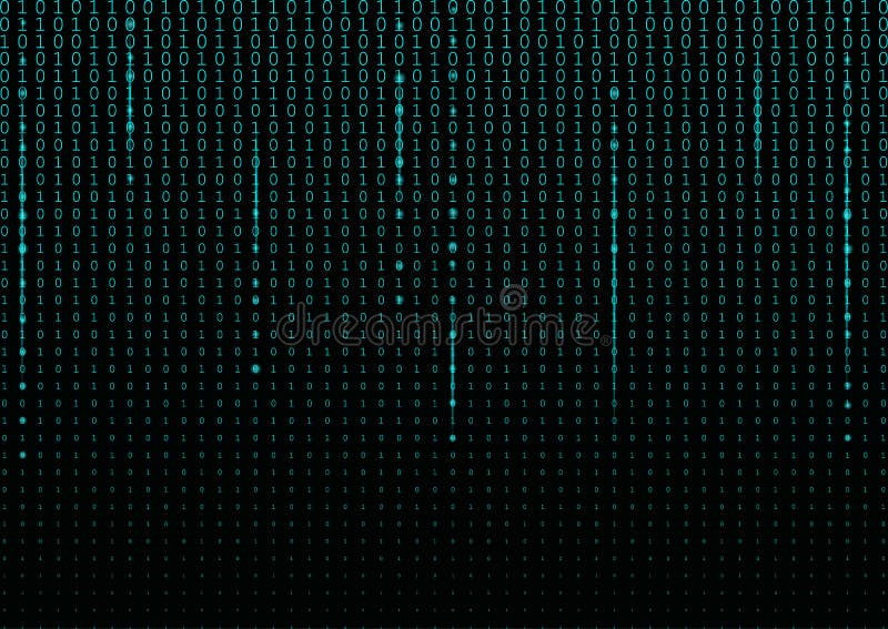 Binary Code Black and Cyan Blue Background. Stock Illustration ...