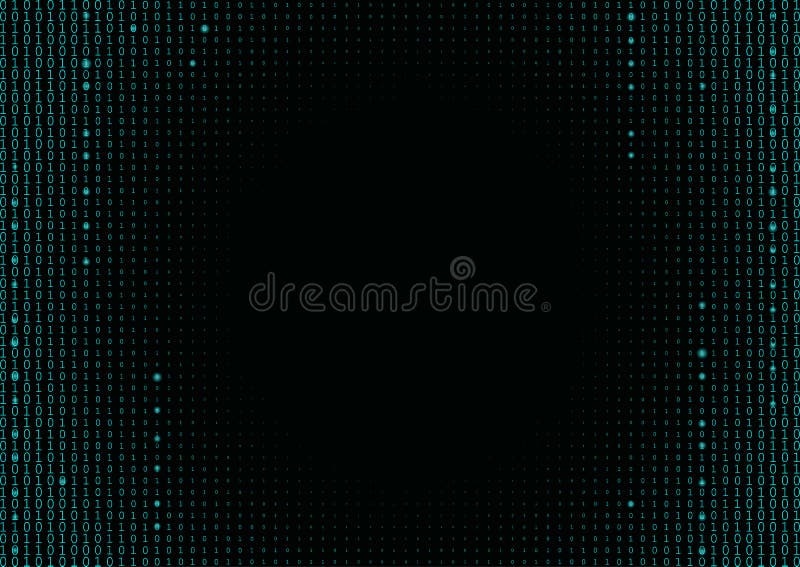 Binary Code Black and Cyan Blue Background. Stock Illustration ...