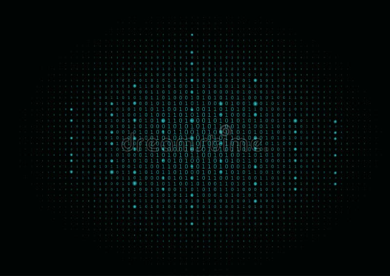 Binary Code Black and Cyan Blue Background. Stock Illustration ...