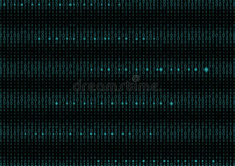 Binary Code Black and Cyan Blue Background. Stock Vector - Illustration ...