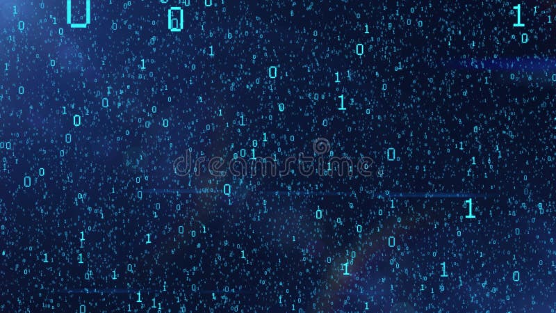 Binary Code Blue Background with Digits on Screen. Concept of Mining Cryptocurrency and Bitcoin ...