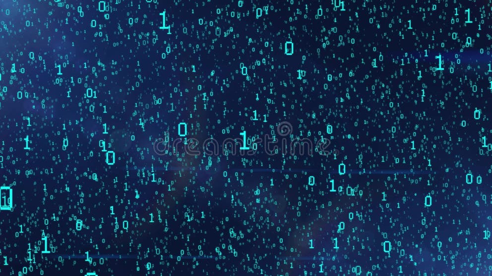 Binary Code Blue Background with Digits on Screen. Concept of Mining Cryptocurrency and Bitcoin ...