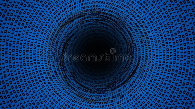 Binary Code on Blue Background Pulled into Black Hole Stock ...