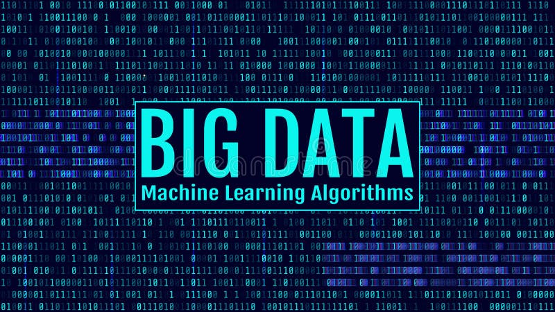 Binary Code, Blue Digits on the Computer Screen. BIG DATA Machine Learning Algorithms Stock ...