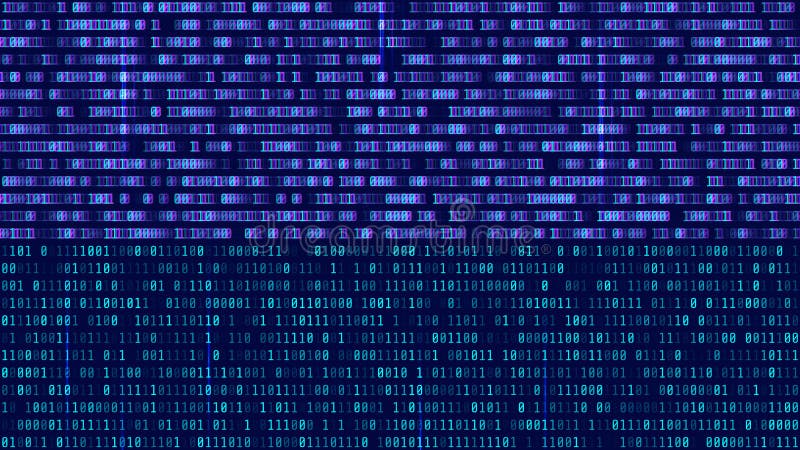 Binary Code, Blue Digits on the Computer Screen. Figures with Th Stock ...