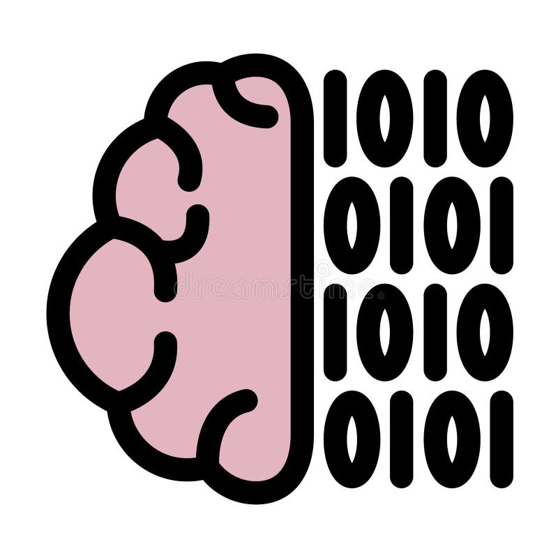 Binary Code Brain Symbol - Artificial Intelligence Icon Stock Vector ...