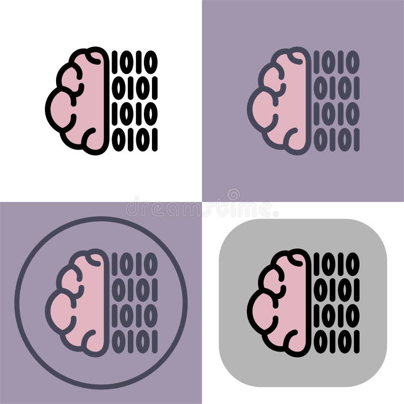 Binary Code Brain Symbol - Artificial Intelligence Icon Stock Vector ...