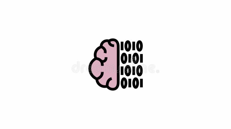 Binary Code Brain Symbol - Artificial Intelligence Icon Animation Stock Video - Video of ...