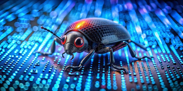Binary Code Bug Illustration Visualizing Software Errors And Debugging