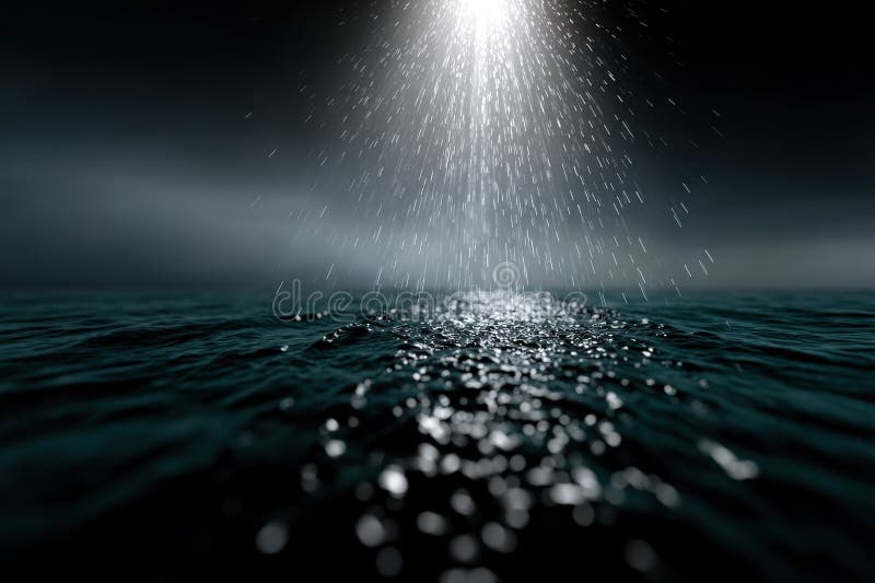 Baptism in Digital Rain with Binary Code Flowing through Dark Waters at ...