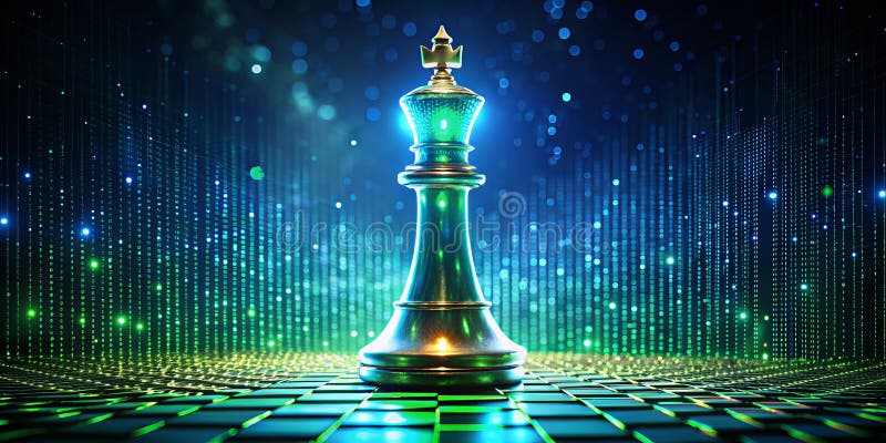 Binary Code Chess King Futuristic Digital Strategy and Abstract Art ...