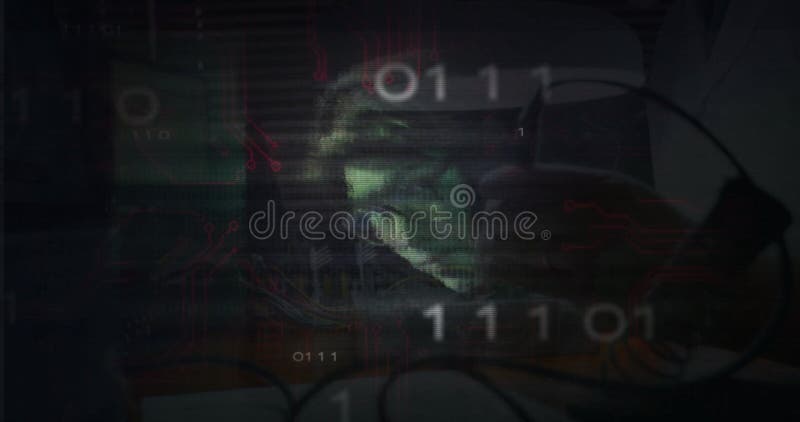 Binary Code and Circuit Animation Over Person Working on Computer Stock Footage - Video of ...