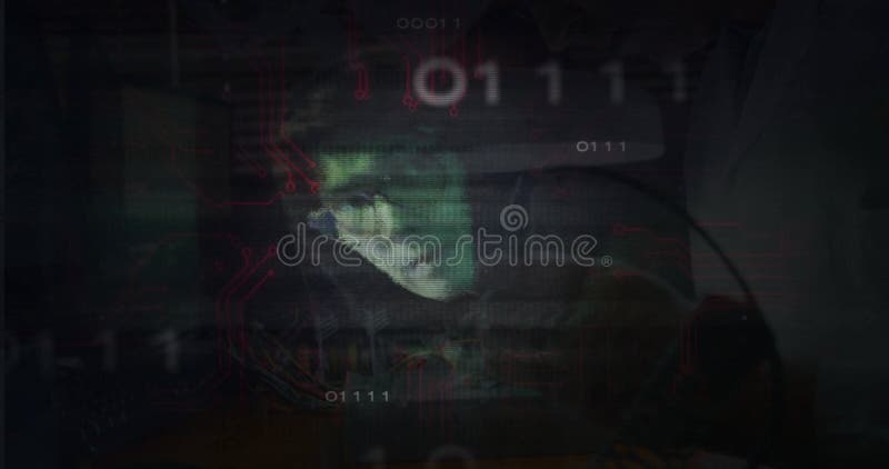 Binary Code and Circuit Image Over Person Working on Computer Stock Photo - Image of business ...
