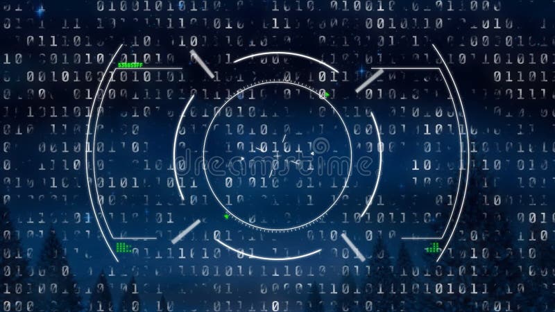 Binary Code and Circular Data Processing Animation Over Night Sky with Trees Stock Video - Video ...