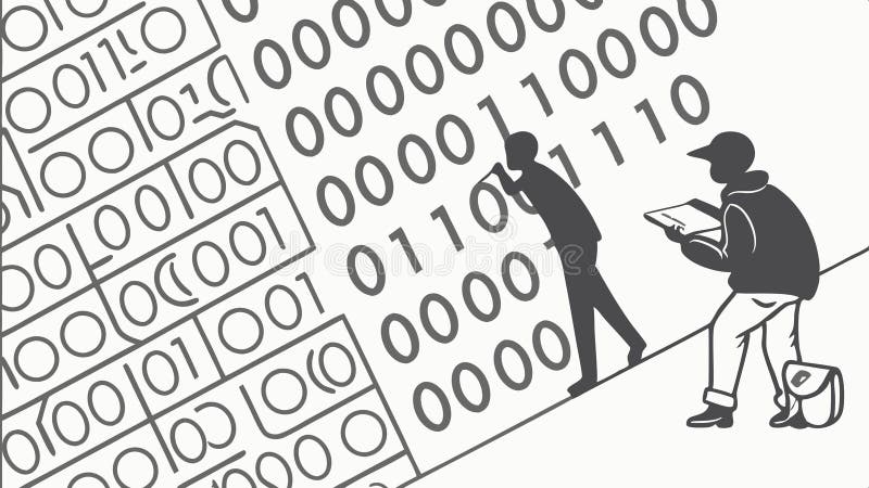 Binary Code Climber, Technology and Progress Metaphor Vector Design Generative AI Stock Vector ...