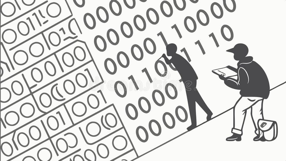 Binary Code Climber, Technology and Progress Metaphor Vector Design Generative AI Stock Vector ...