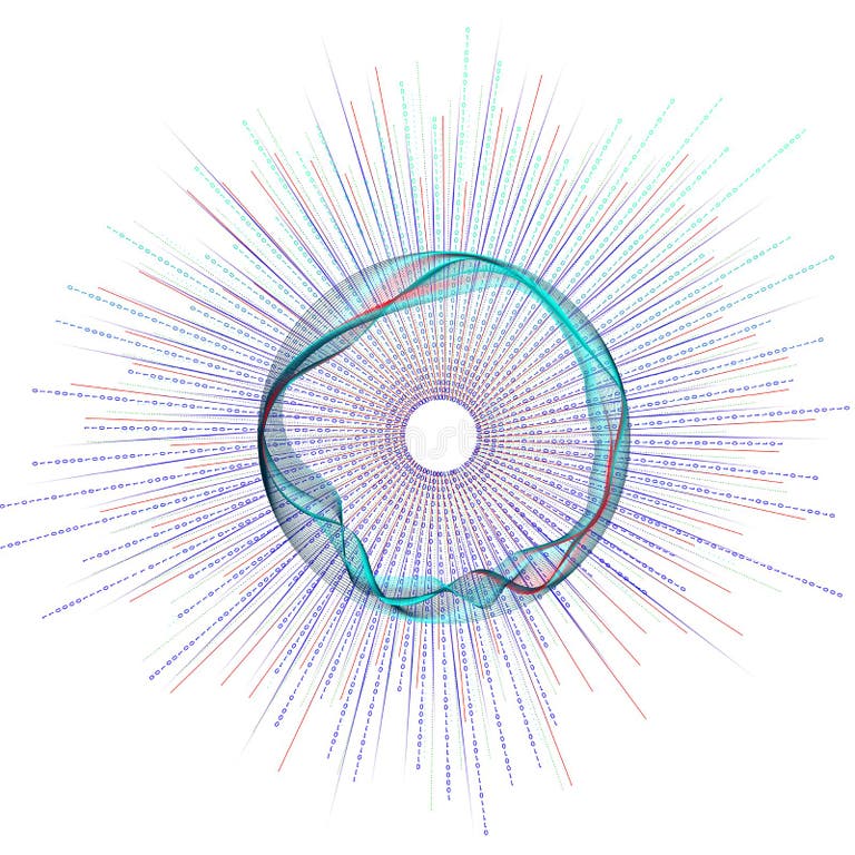 Binary Code, Coding Concept. Radiant Shape of Scattering 0 and 1 for Design on Technological ...
