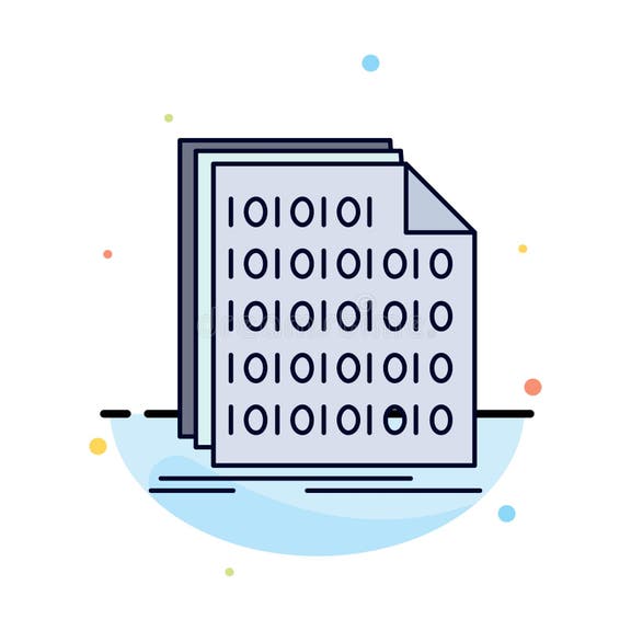 Binary, Code, Coding, Data, Document Flat Color Icon Vector Stock ...