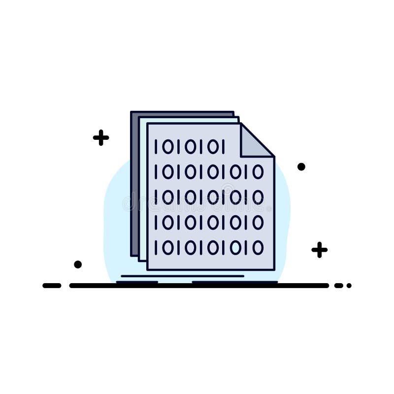 Binary Code Coding Data Document Flat Color Icon Vector Stock Vector Illustration Of