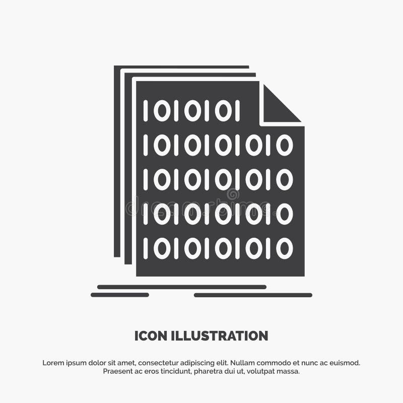 Binary Code Coding Data Document Icon Glyph Vector Gray Symbol For Ui And Ux Website Or