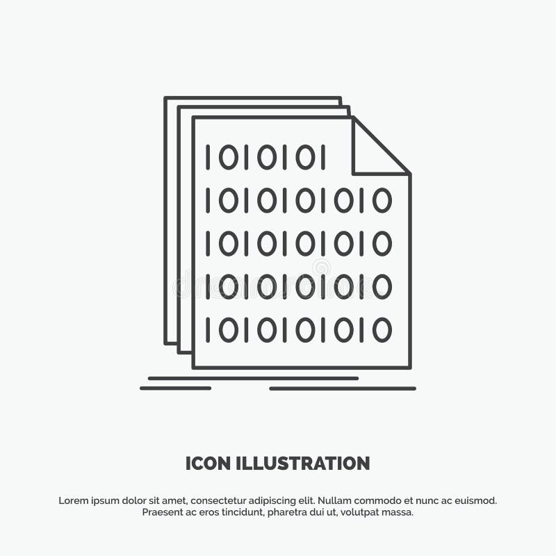 Binary Code Coding Data Document Icon Line Vector Gray Symbol For Ui And Ux Website Or