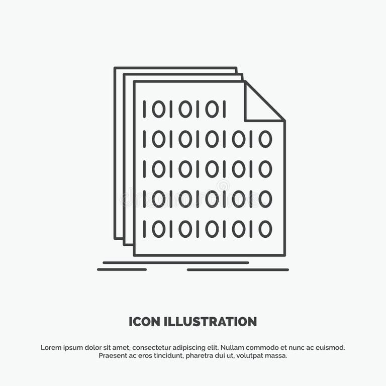 Binary, Code, Coding, Data, Document Icon. Line Vector Gray Symbol for ...