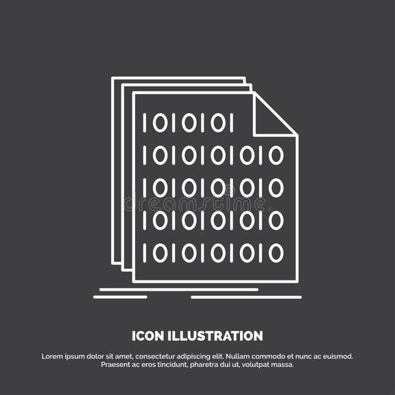 Binary, Code, Coding, Data, Document Icon. Line Vector Symbol for UI ...
