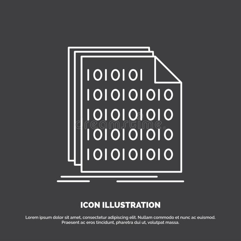Binary, Code, Coding, Data, Document Icon. Line Vector Symbol for UI and UX, Website or Mobile ...