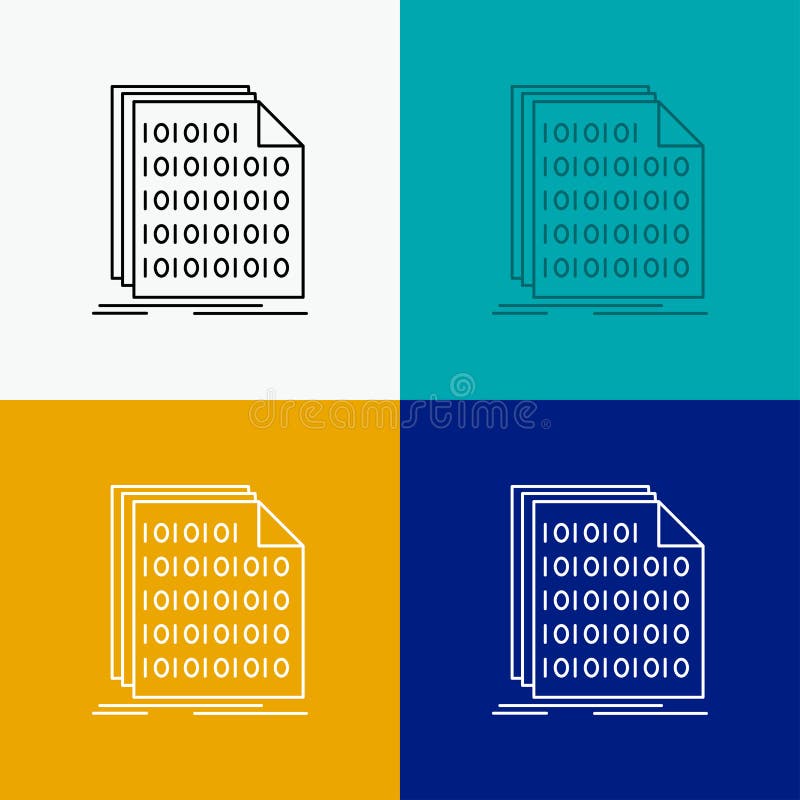 Binary Code Coding Data Document Icon Over Various Background Line Style Design Designed