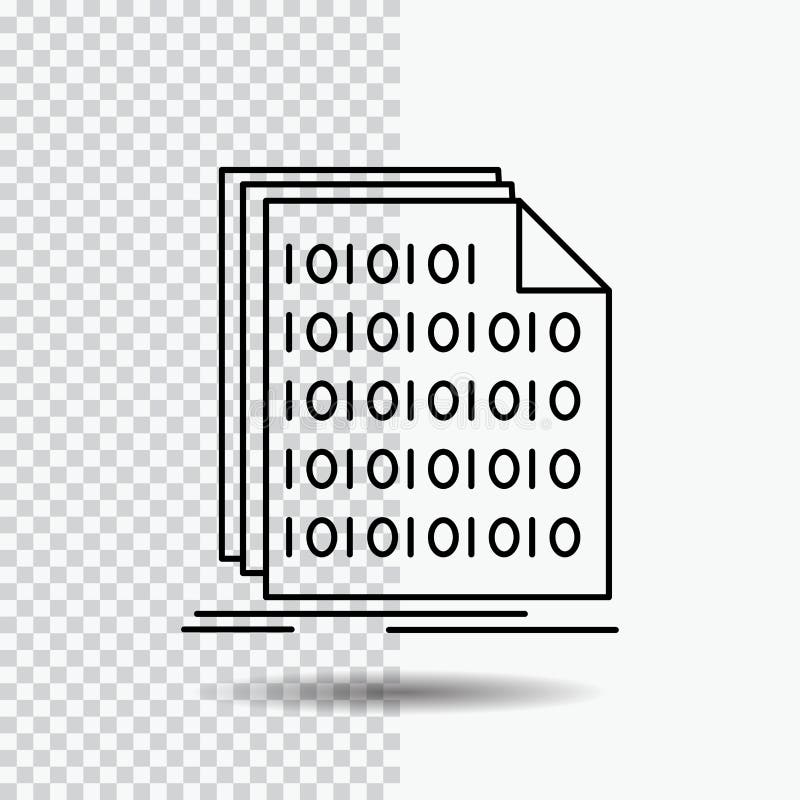 Binary, Code, Coding, Data, Document Line Icon on Transparent Background. Black Icon Vector ...