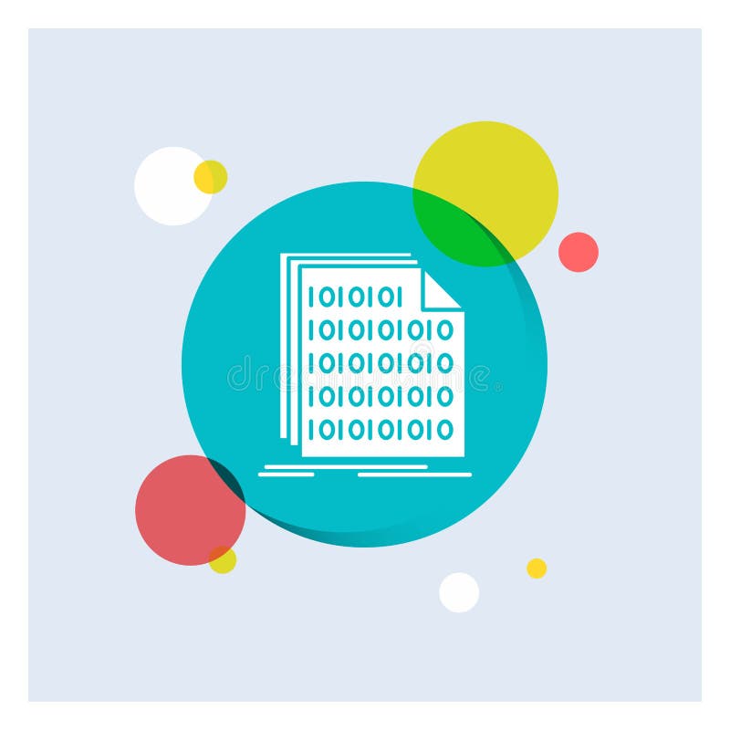 Binary Code Coding Data Document White Glyph Icon Colorful Circle Background Stock Vector