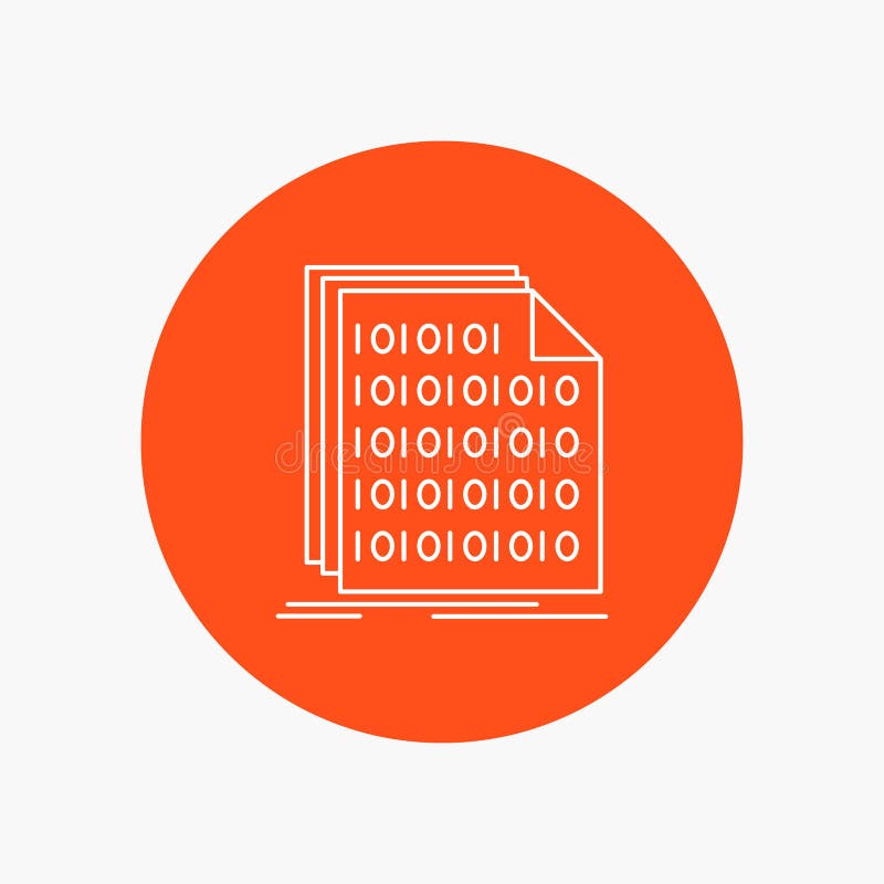 Binary Code Coding Data Document White Line Icon In Circle