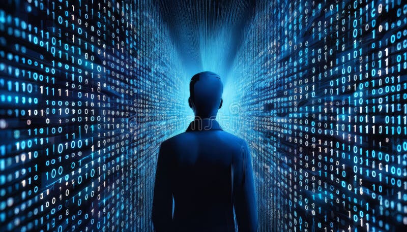 Binary Code, Colored Numbers on Black Background Stock Illustration ...