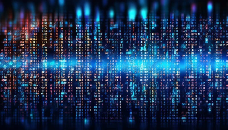 Binary Code, Colored Numbers on Black Background Stock Illustration ...