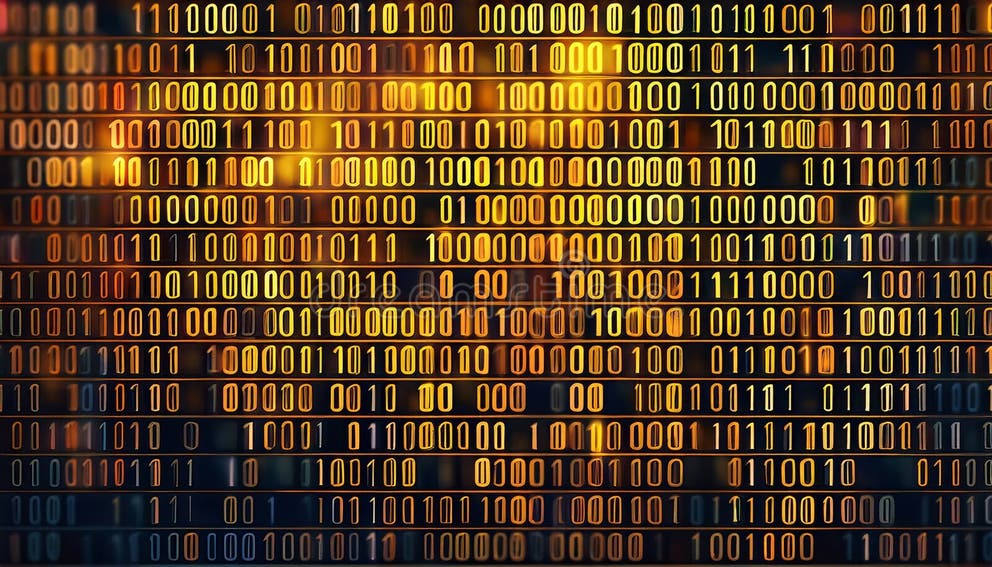 Binary Code, Colored Numbers on Black Background Stock Illustration ...