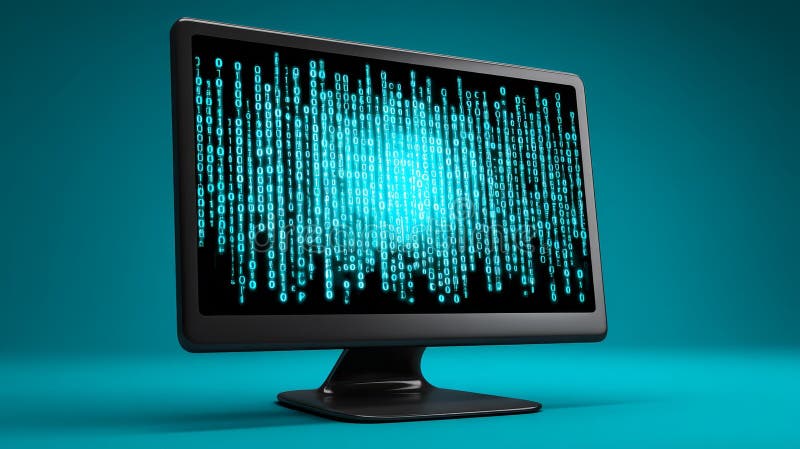 Binary Code on Computer Screen, Decoding the Digital Language of Technology Stock Illustration ...
