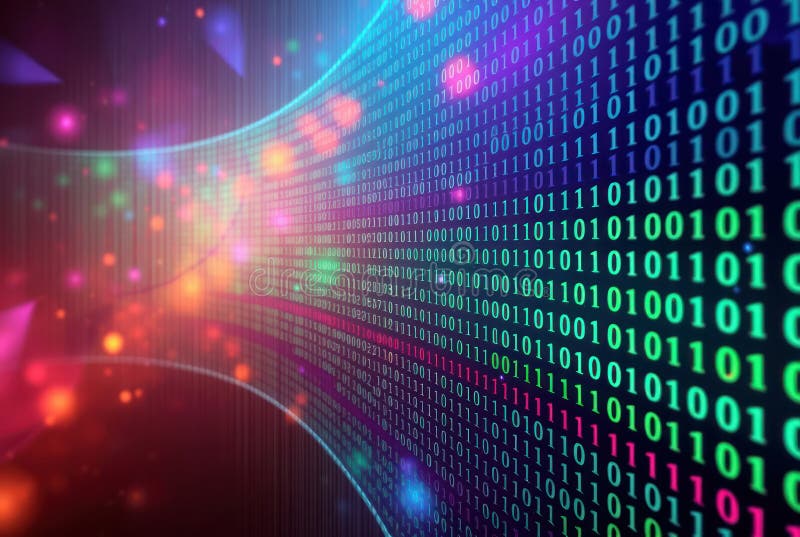 Binary Code in Cool Colors. Digital Abstract, Coding, Technology Stock Illustration ...