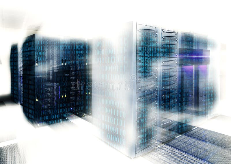 Binary Code Covers a Portion of Mainframe in the Data Center Stock ...