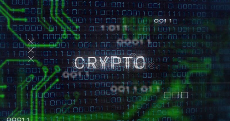 Binary Code and CRYPTO Text Image Over Digital Background Stock Image - Image of innovation ...