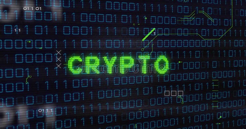 Binary Code and CRYPTO Text Image Over Digital Data Background Stock Photo - Image of virtual ...