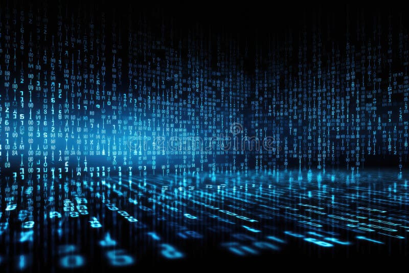 Binary Code on a Dark Background. Blue Matrix Stock Illustration ...