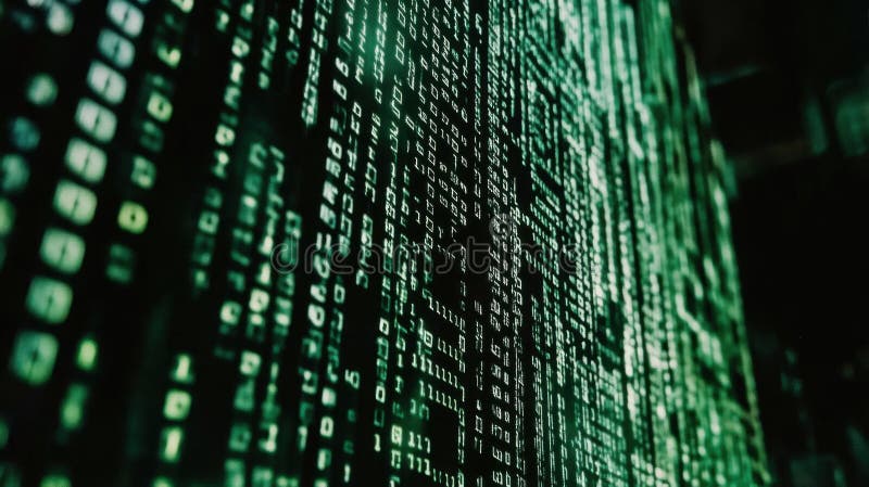 Binary Code On A Dark Background The Concept Of Coding And Programming