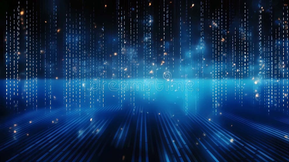 Binary Code on Dark Blue Background, Computer Generated Abstract ...