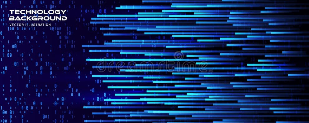 Binary Code Dark Blue Background. Vector Illustration. Digital Data ...