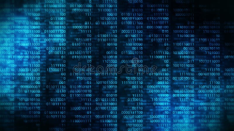 Binary Code Dark Blue Background. Web Online Streaming with Digital ...