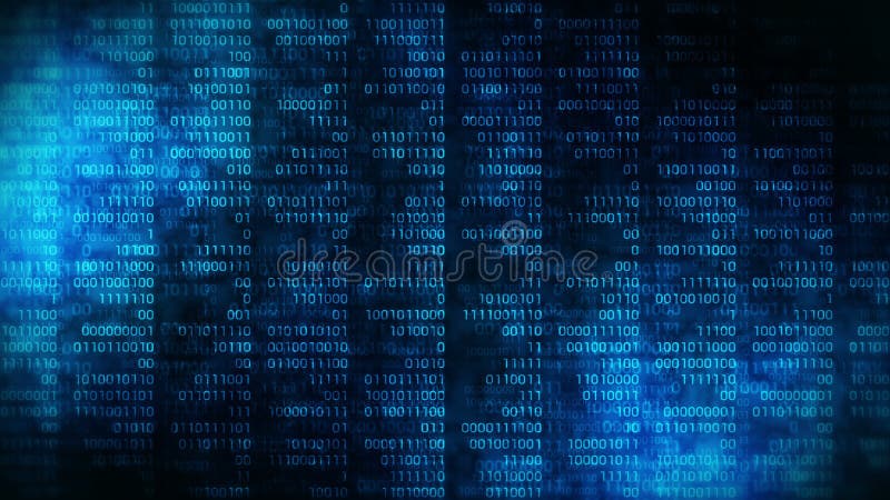 Binary Code Dark Blue Background. Web Online Streaming with Digital ...