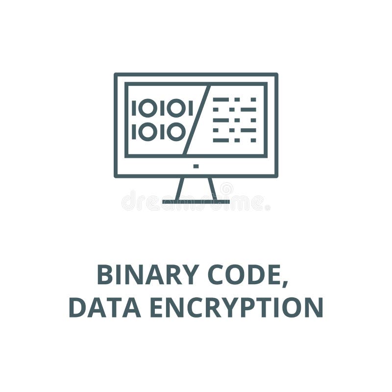 Binary Code Data Encryption Line Icon Vector Binary Code Data Encryption Outline Sign 