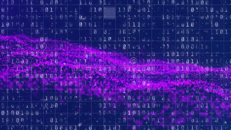 Binary Code and Data Flow Animation Over Digital Grid Background Stock Footage - Video of ...