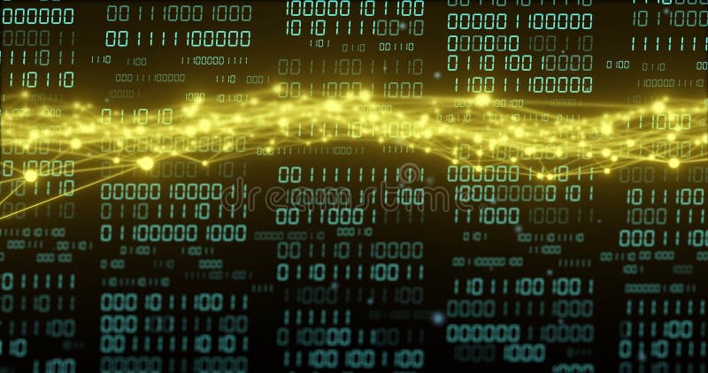 Binary Code and Data Processing Image with Glowing Wave Stock Image ...