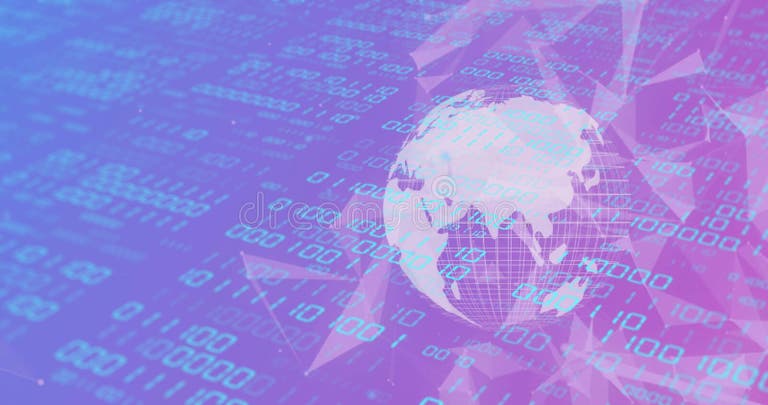 Binary Code and Data Processing Over Digital Globe Image Stock Illustration - Illustration of ...